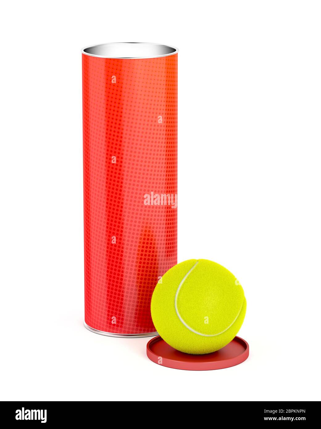 Can with tennis balls on white background Stock Photo - Alamy
