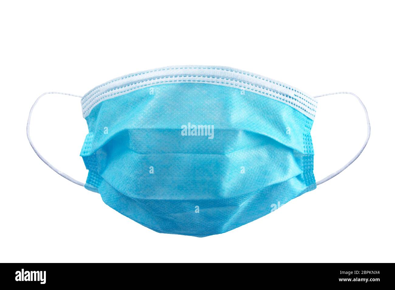 Frontal view of surgical mask isolated with rubber ear straps to cover ...