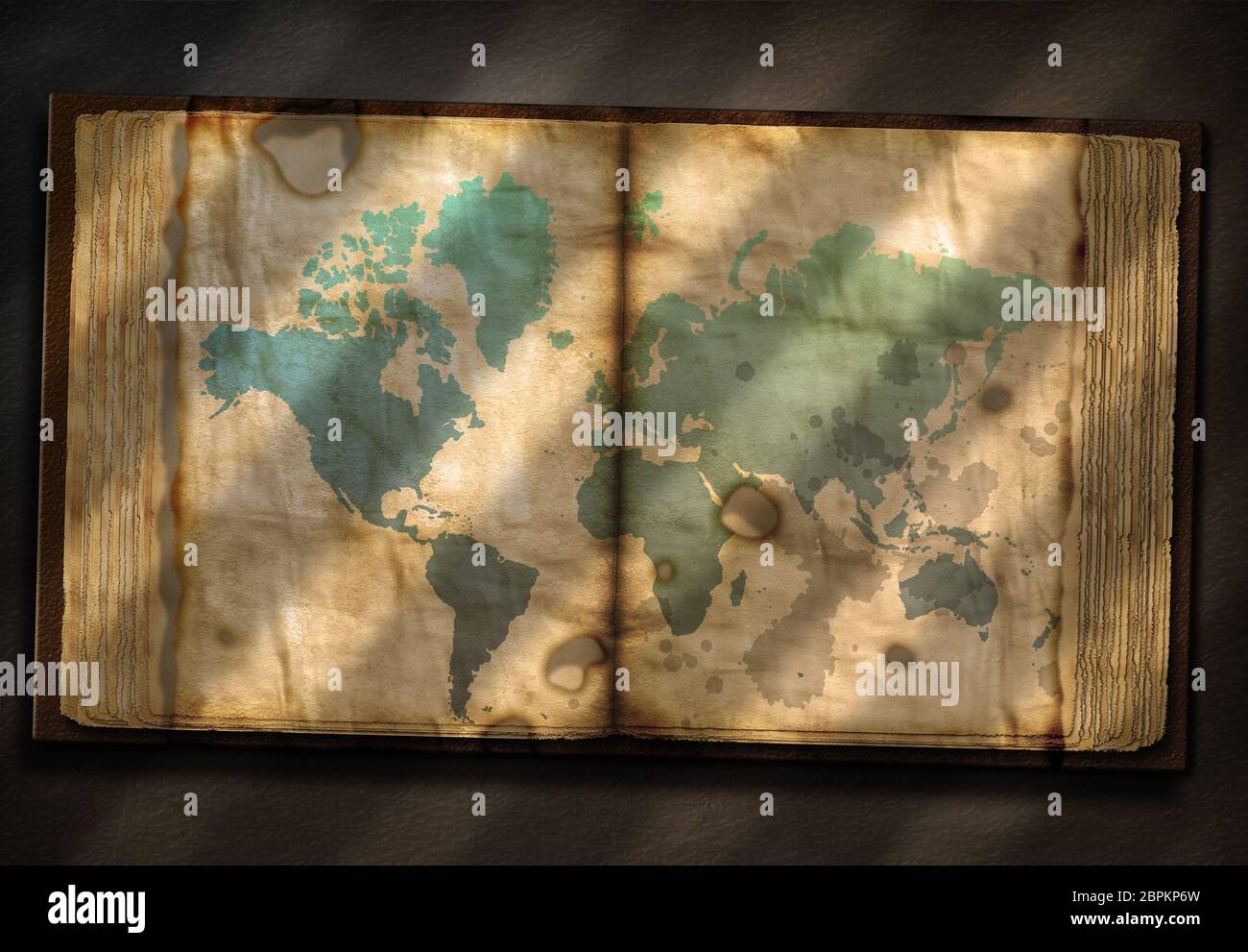 Old Tome with World Map Stock Photo - Alamy