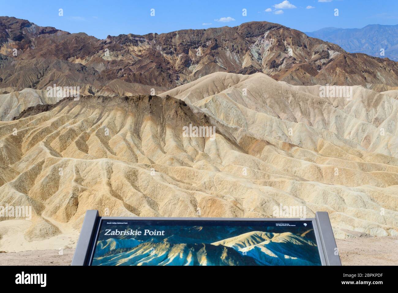 View from Zabriskie Point, California, USA. Desert panorama. Geological ...