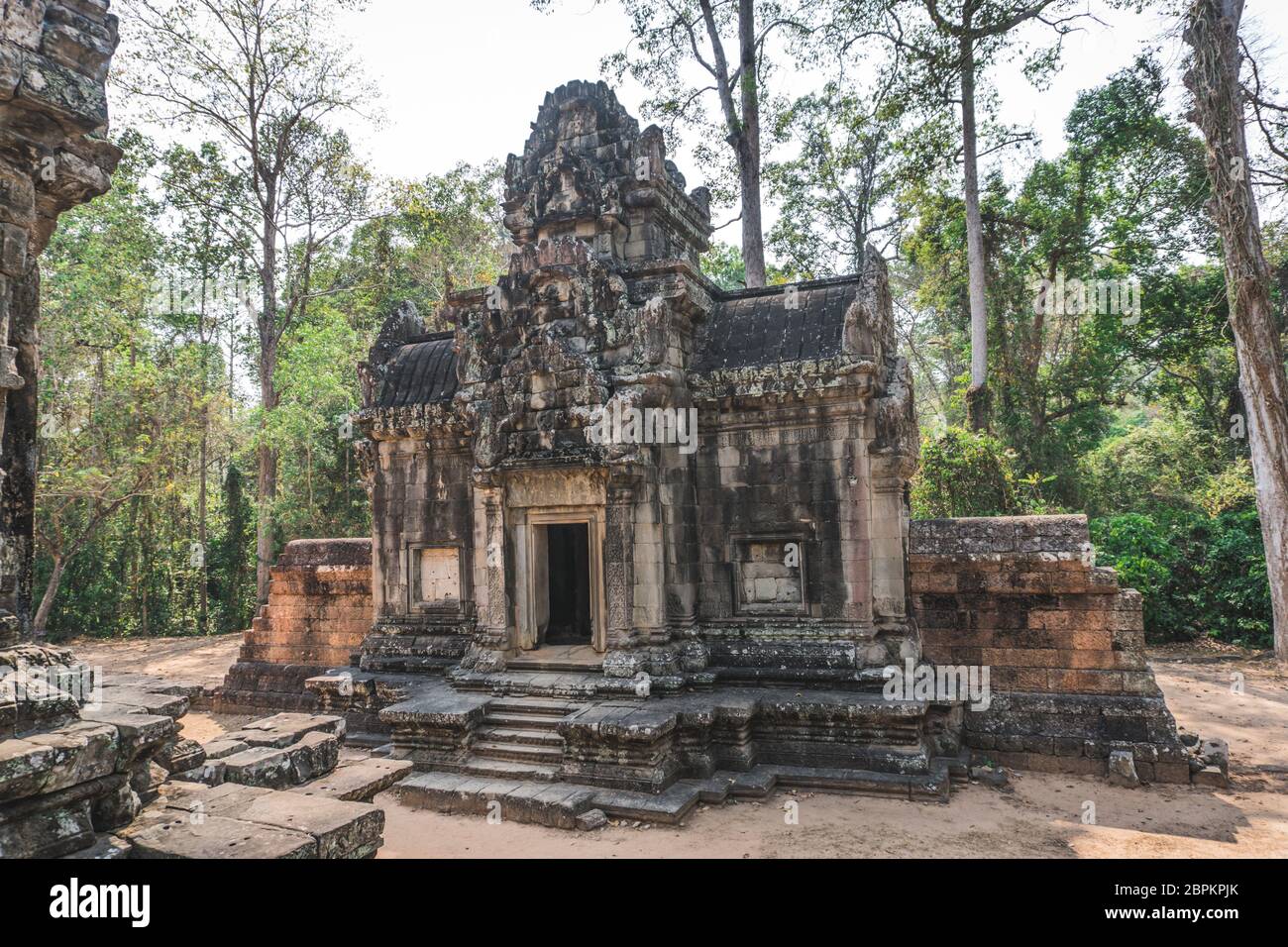 Ancient Angkor Wat Ruins Panorama. Thommanon Temple. Siem Reap ...