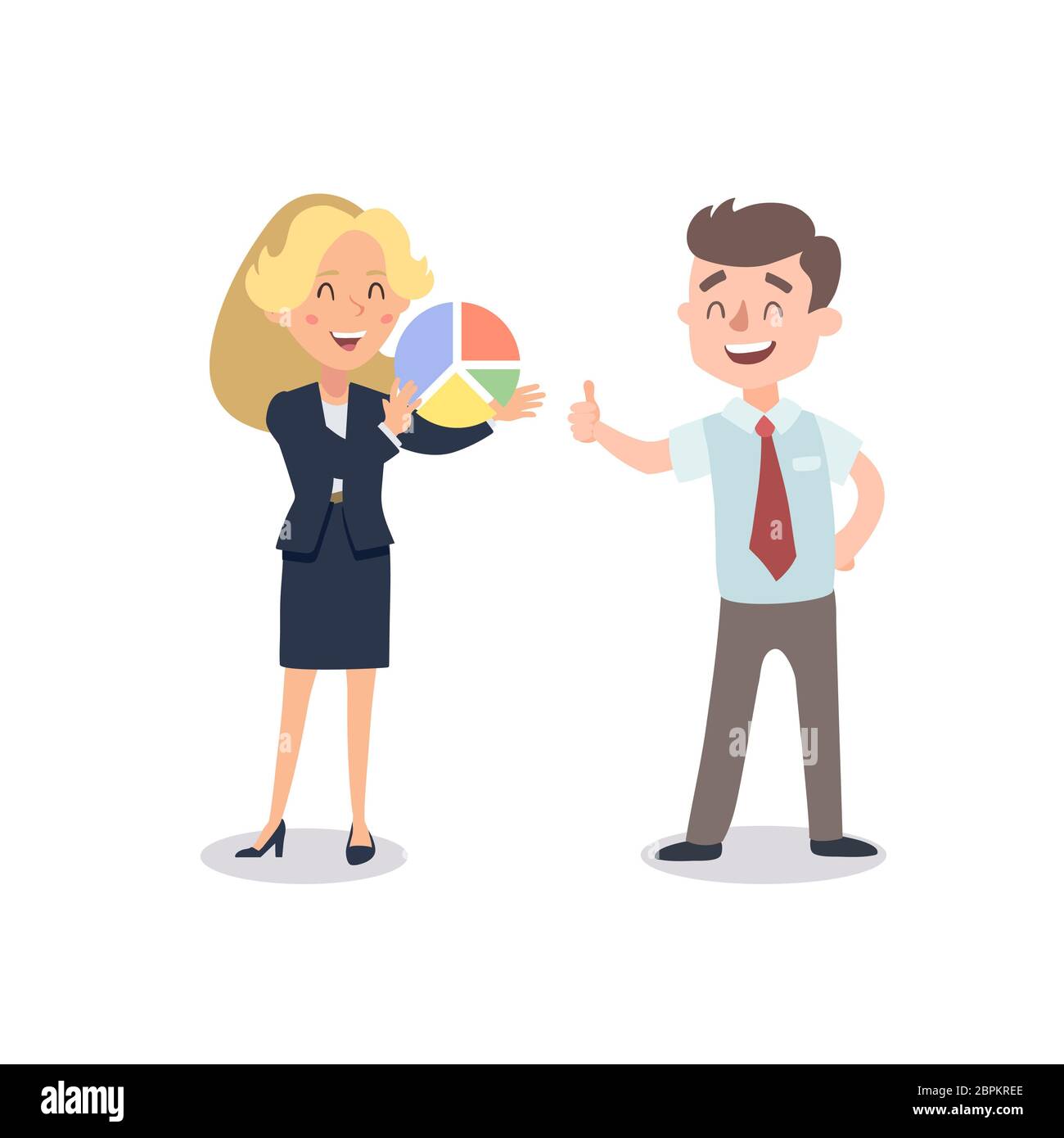 Man and woman present a project. Vector illustration with cartoon ...