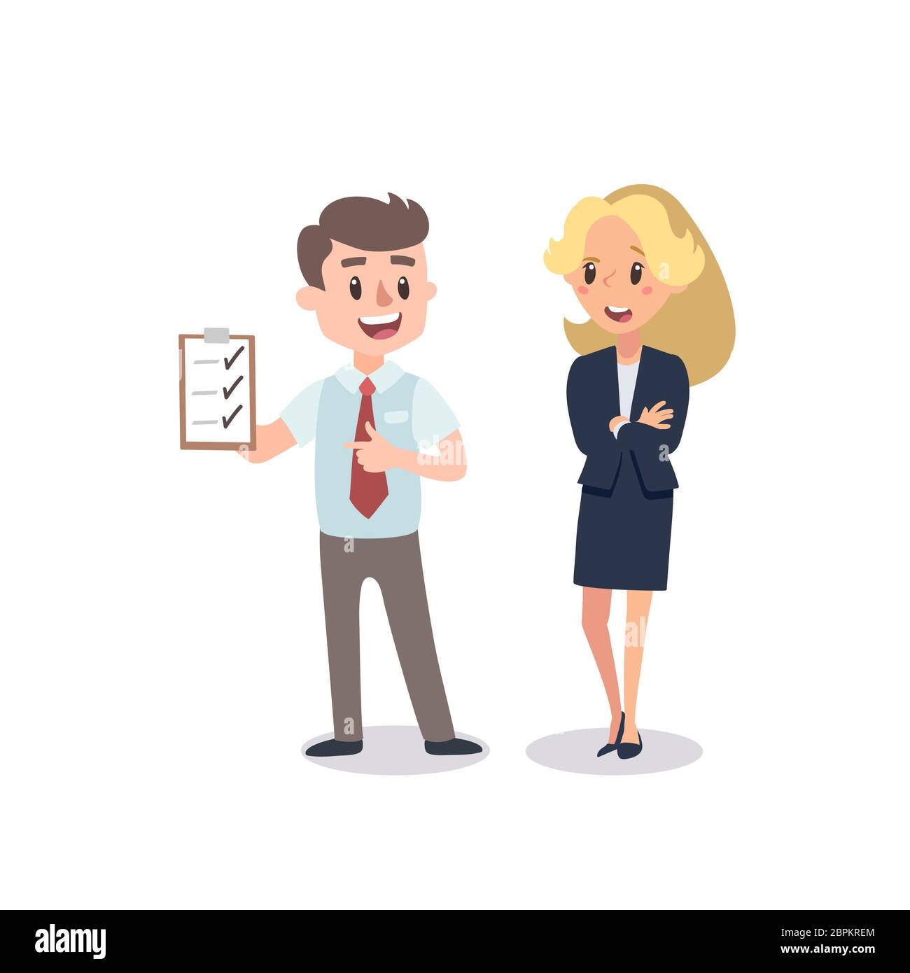 Man and woman present a project. Vector illustration with cartoon ...