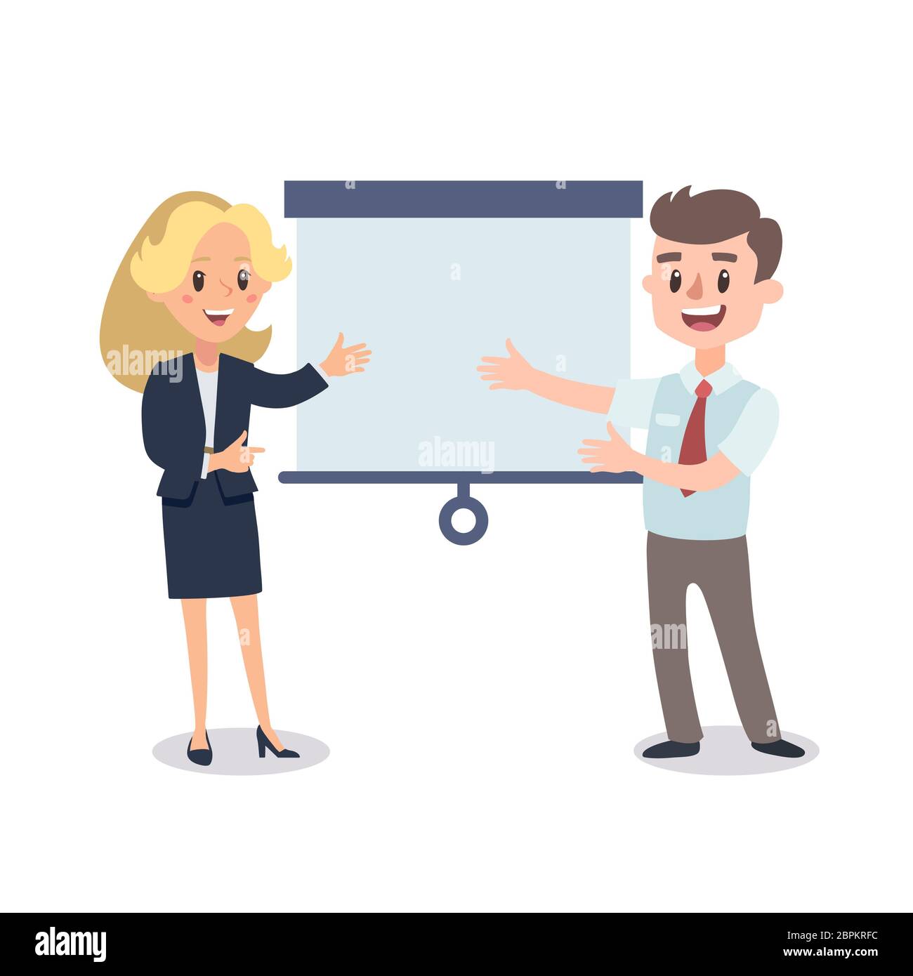 Man and woman present a project. Vector illustration with cartoon ...