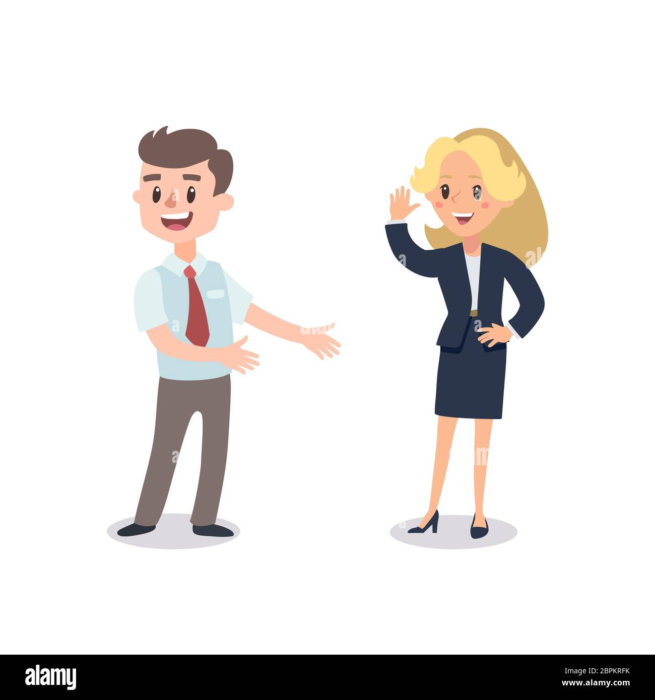 Man and woman present a project. Vector illustration with cartoon ...