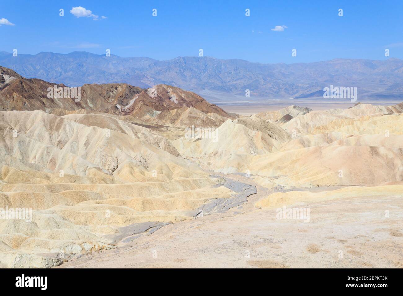 View from Zabriskie Point, California, USA. Desert panorama. Geological ...