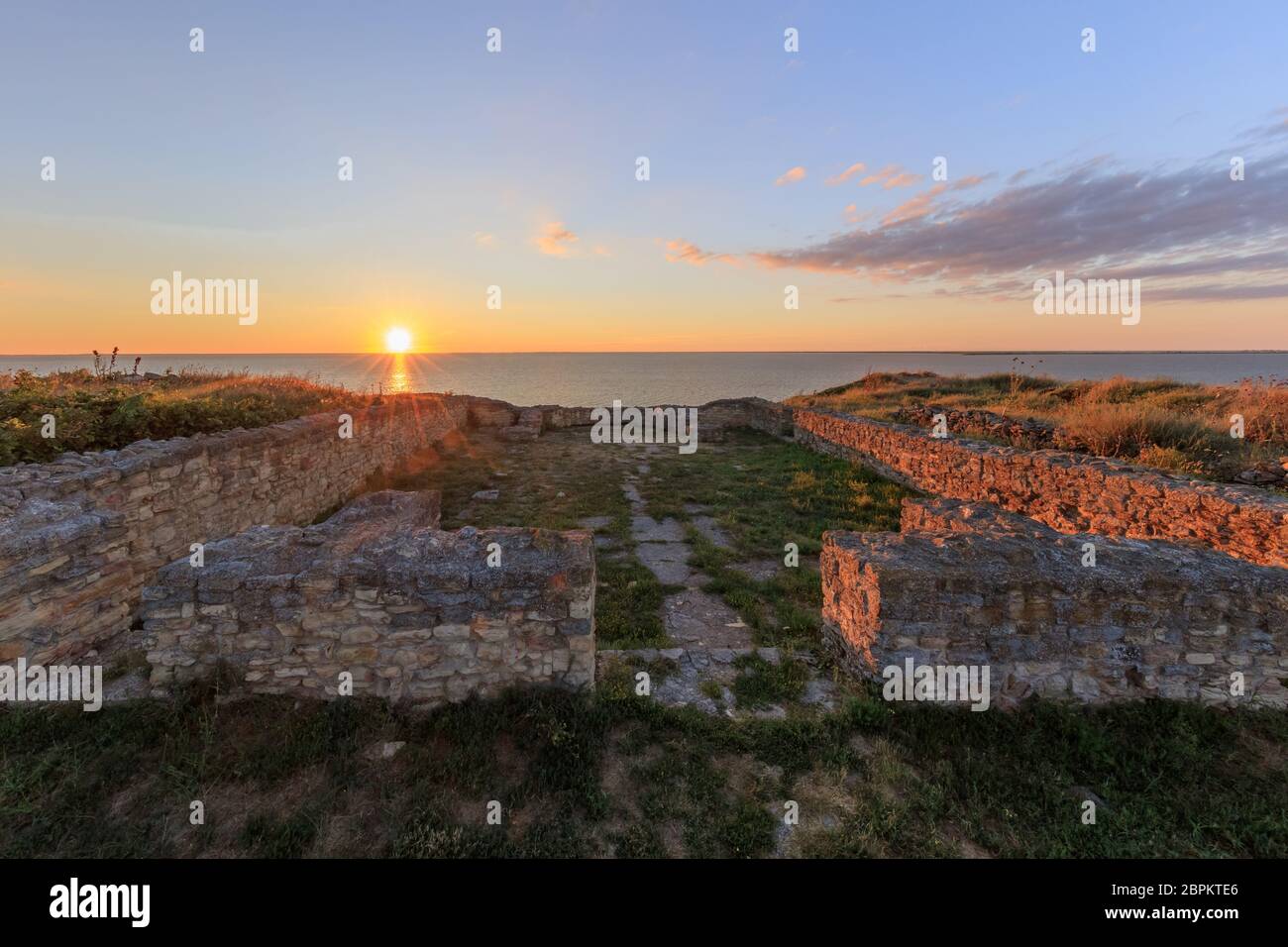 Roman ruins of Argamum (Organe) citadel. Dobrogea, Romania Stock Photo ...