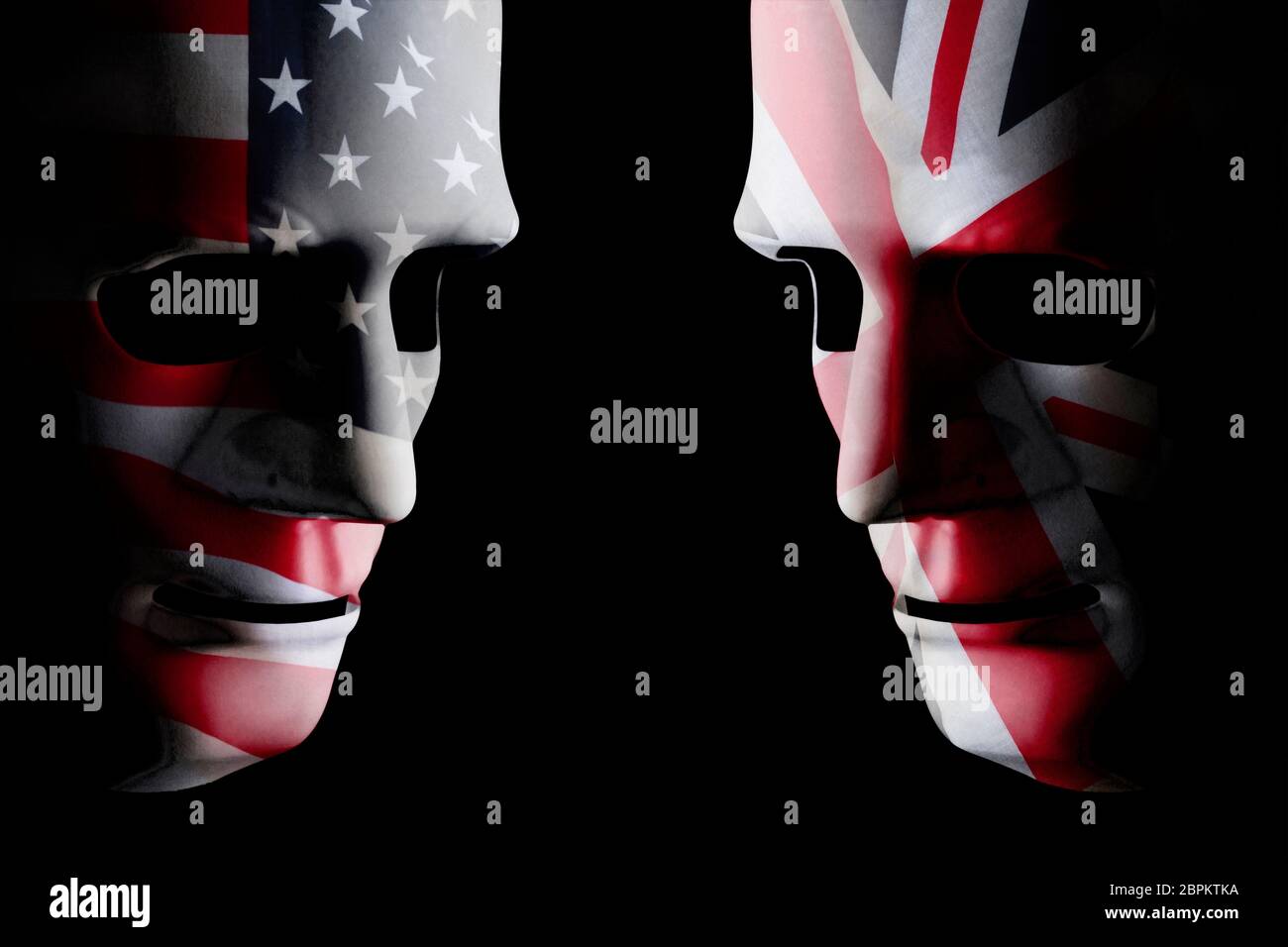 USA and GB face off head to head with human shaped masks covered with ...