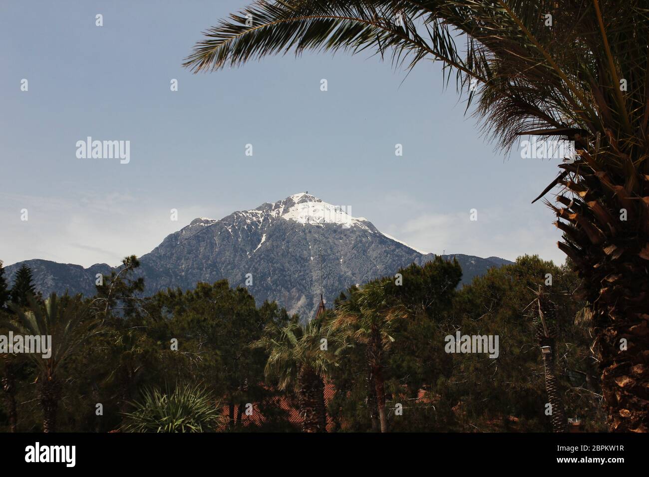 snowy Mountain landscape in bright summer sunny day in Turkey. Amazing ...