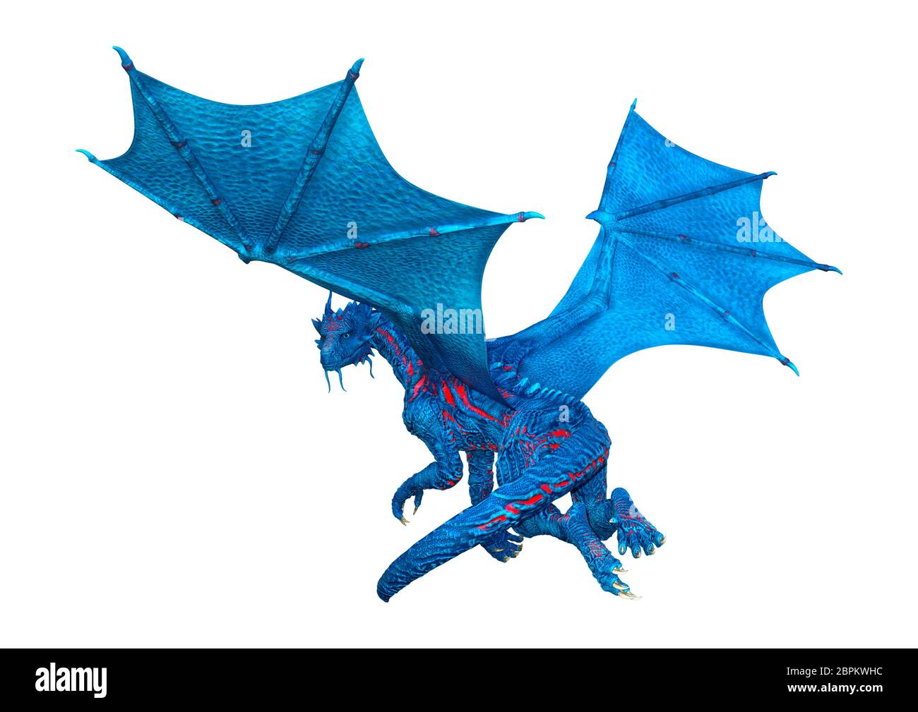 3D rendering of a blue fantasy dragon isolated on white background ...