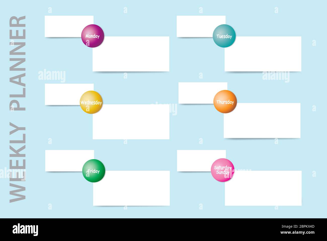 Weekly planner with blank label for daily tasks and blank labels for ...
