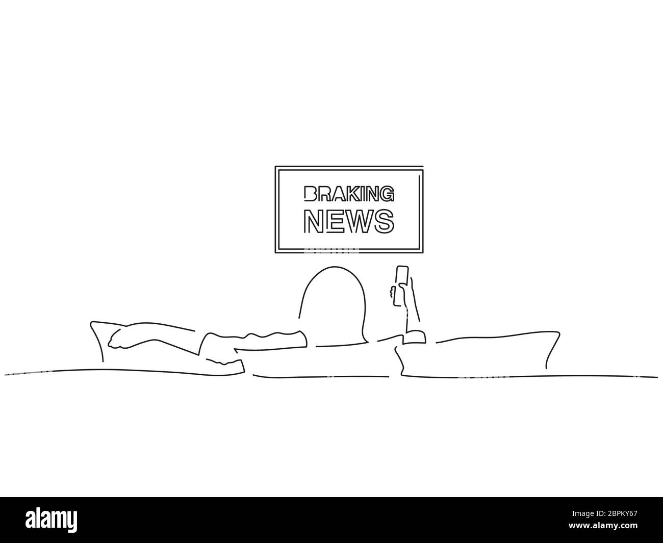 People watching tv isolated line drawing, vector illustration design ...