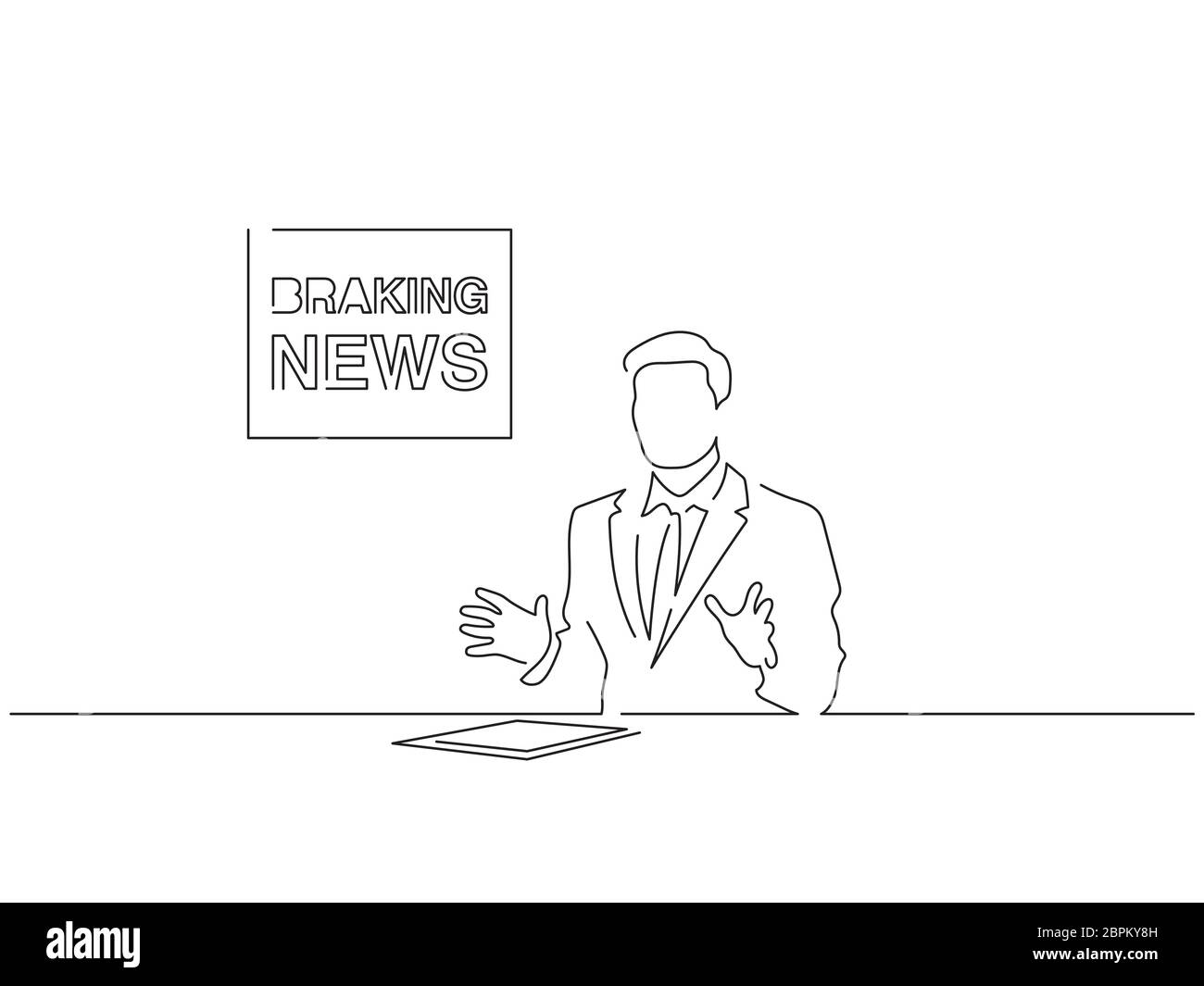 TV journalist isolated line drawing, vector illustration design Stock ...