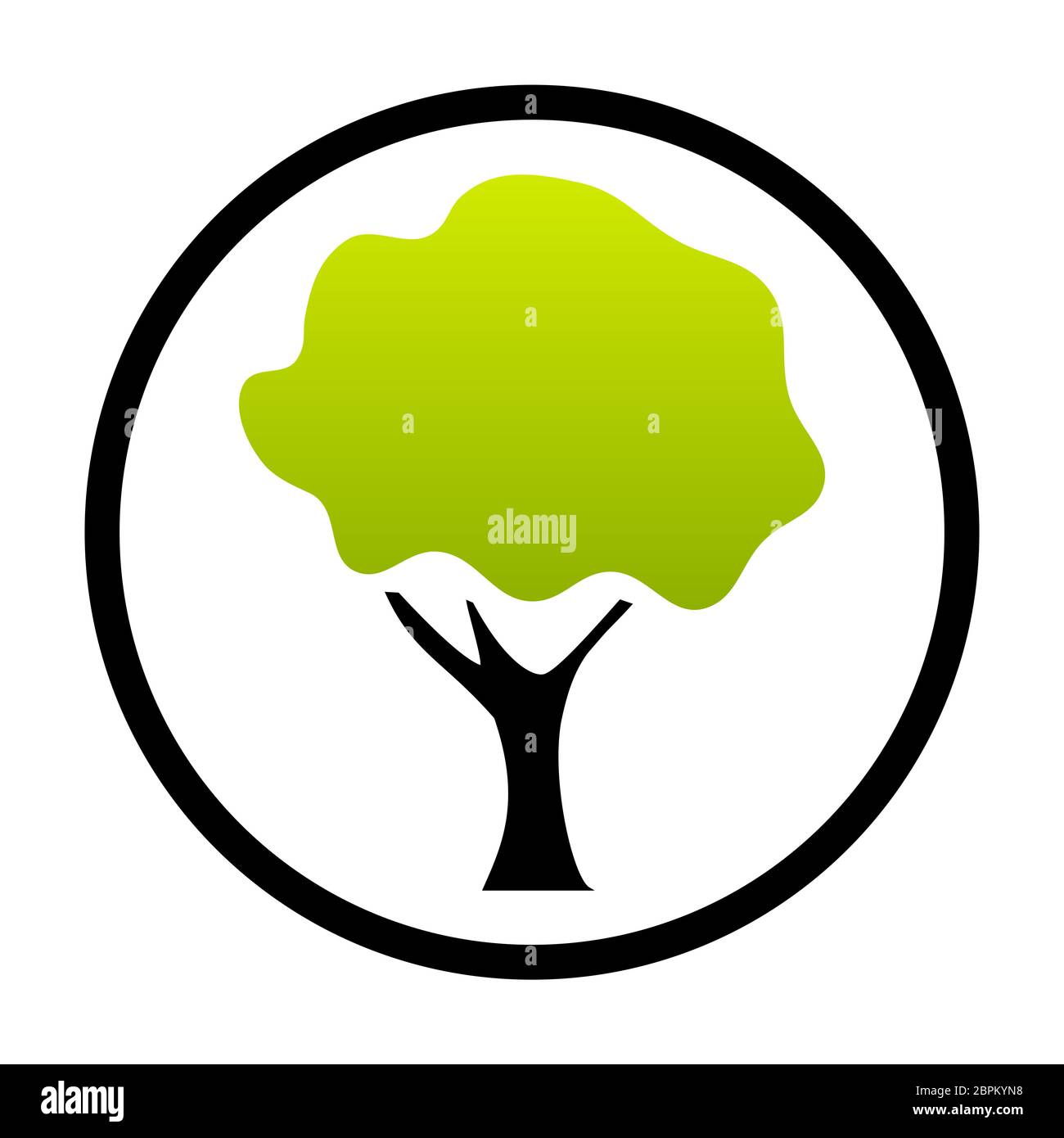 Modern tree icon symbol in circle Stock Photo - Alamy