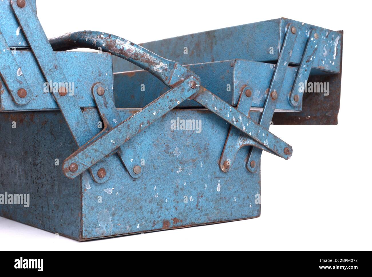 Old metal toolbox, isolated on a white background Stock Photo - Alamy