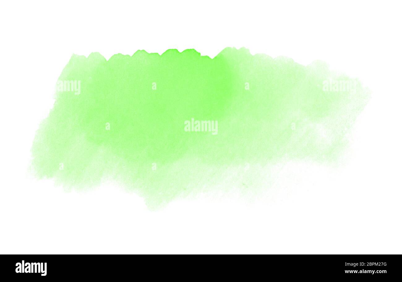 Hand painted light green watercolor texture on white background Stock ...