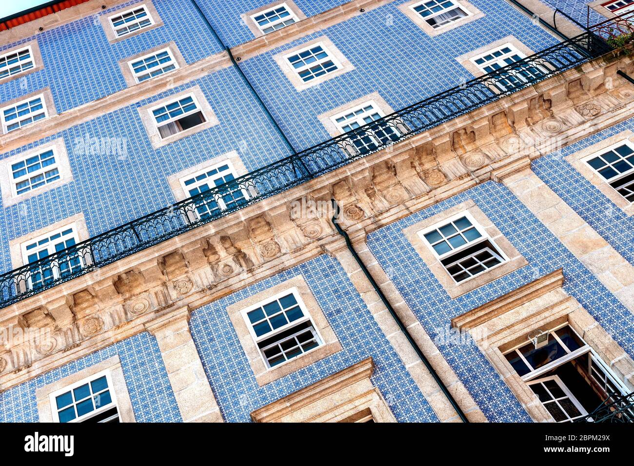 Close-up of a historic building facade in Porto's old town with the ...