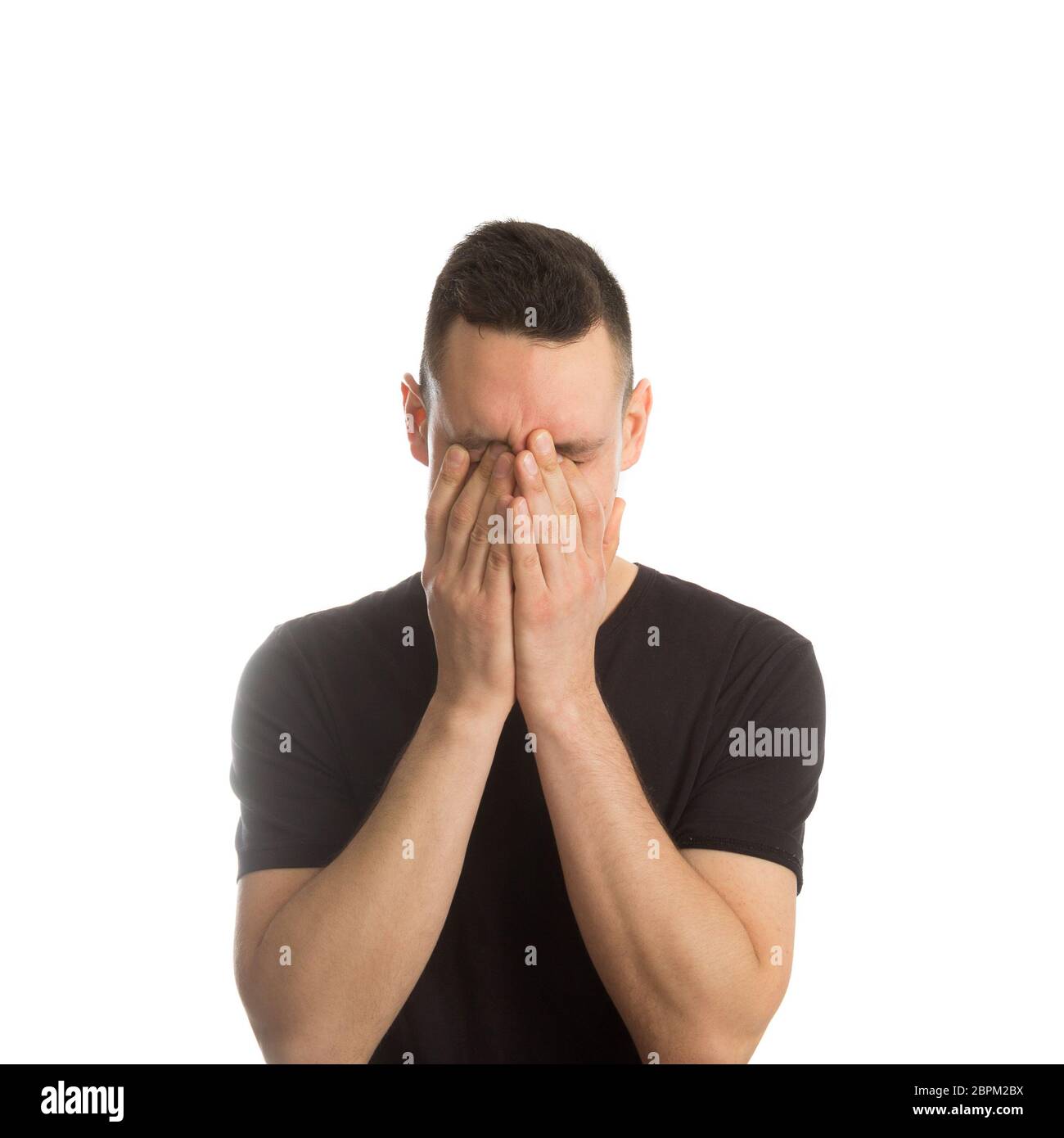 Man head in hands crying hi-res stock photography and images - Alamy