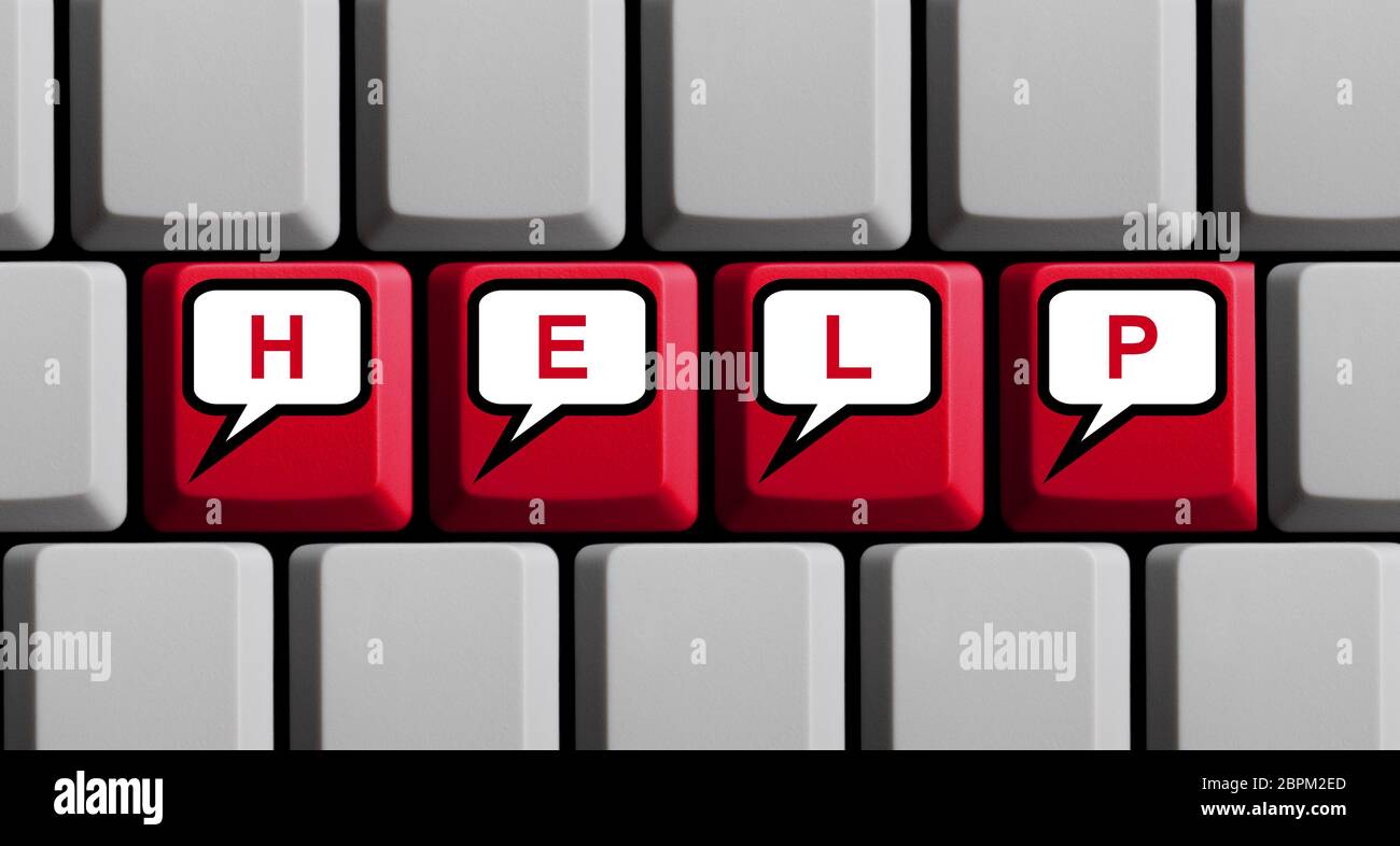 Red Computer Keyboard showing Help online Stock Photo - Alamy