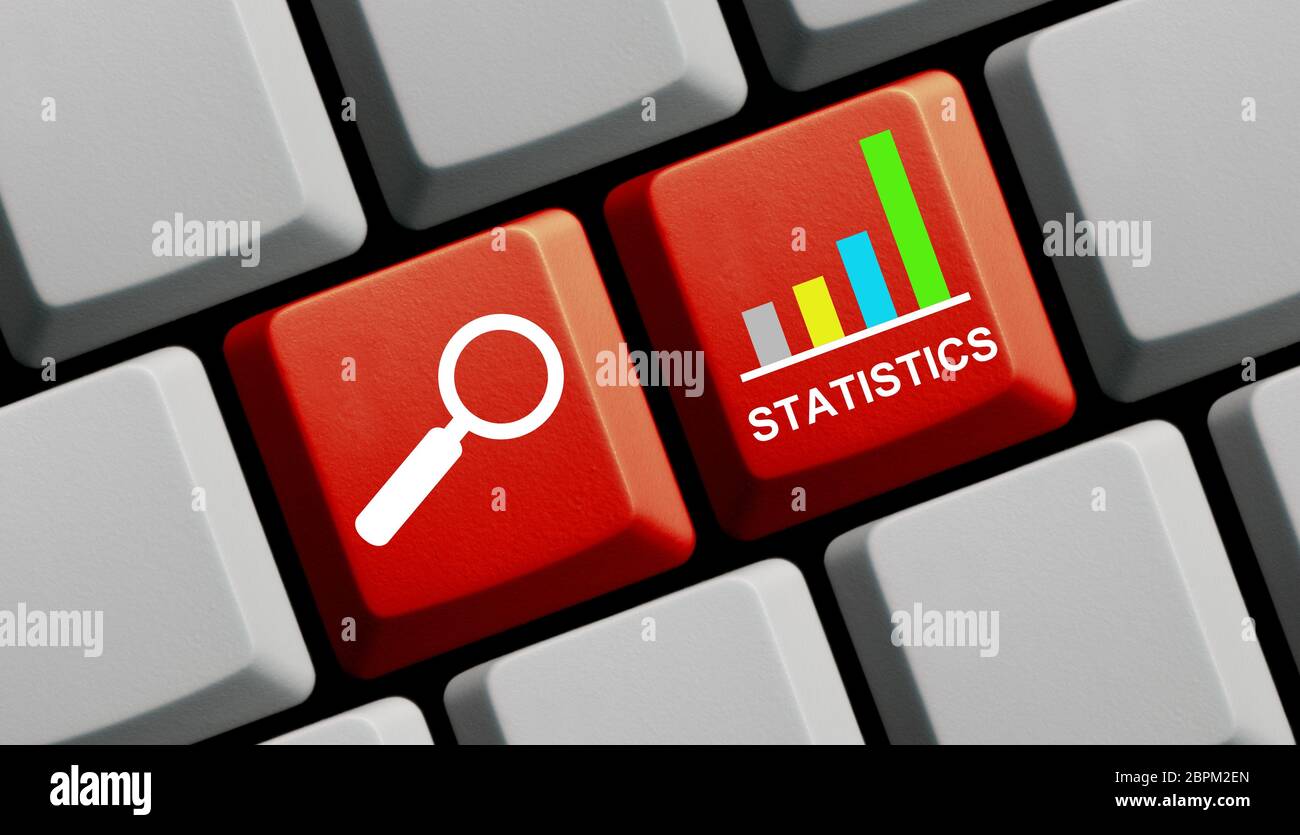 Computer Keyboard with Magnify and Chart Symbol showing Statistics ...