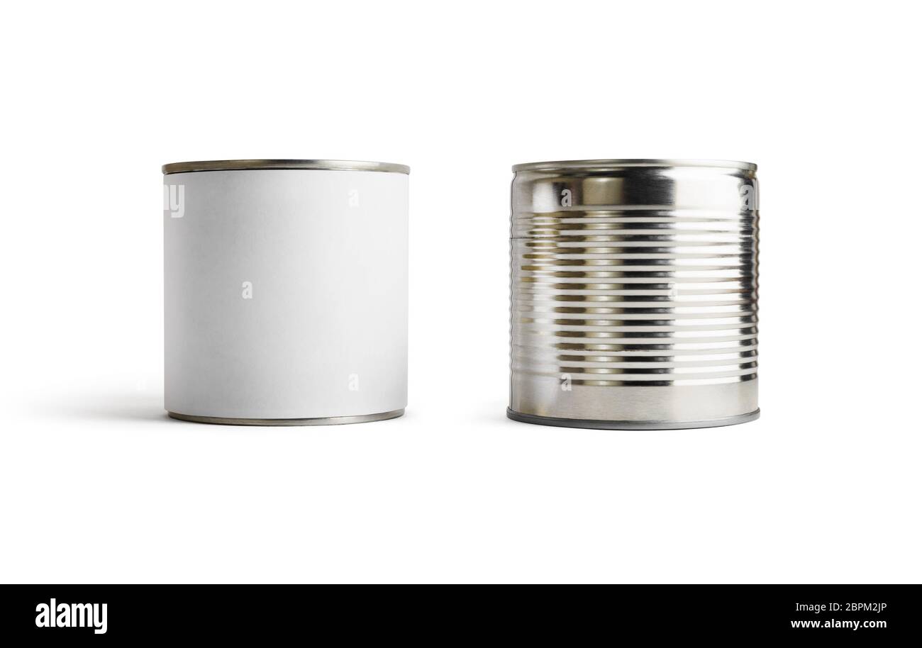 Two blank tin cans isolated on white background. Clipping path Stock ...