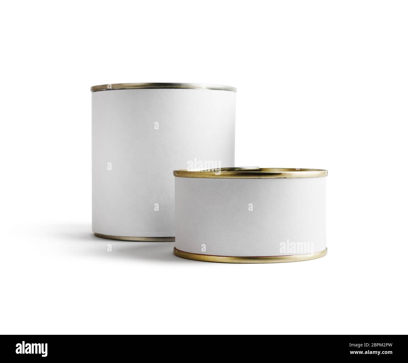 Two blank food tin cans isolated on white background. Ready for your ...