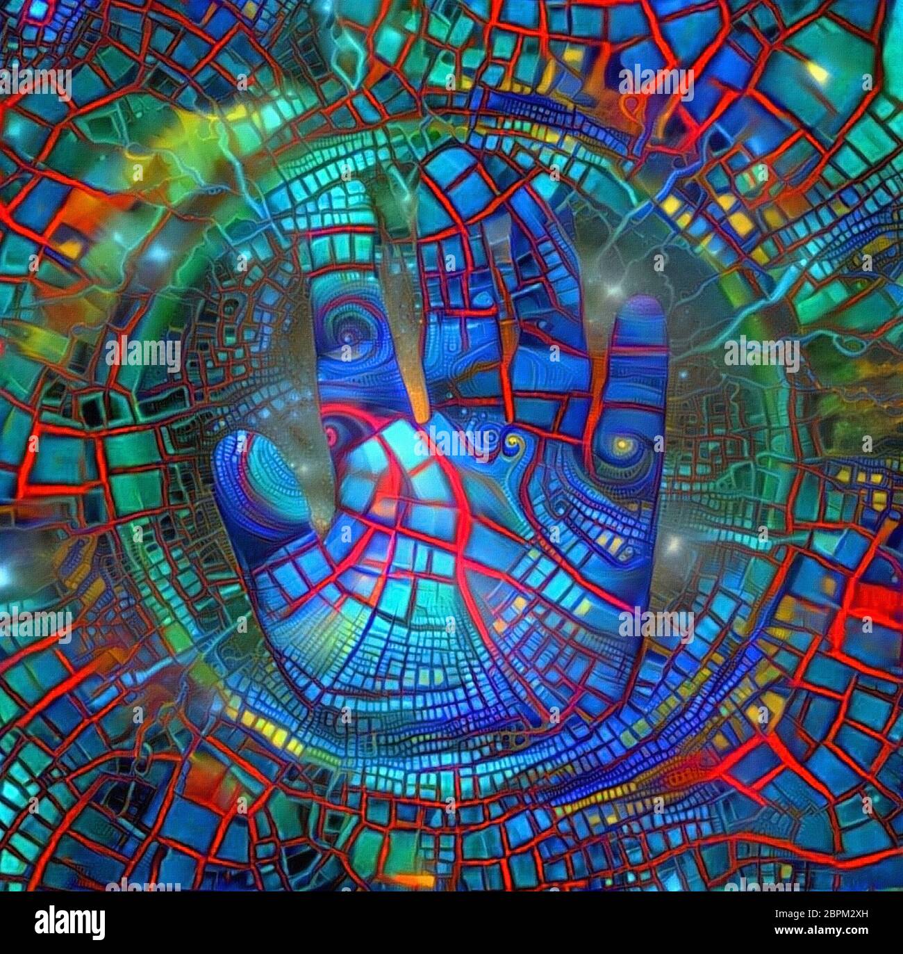 Abstract painting. Colorful human palm Stock Photo - Alamy