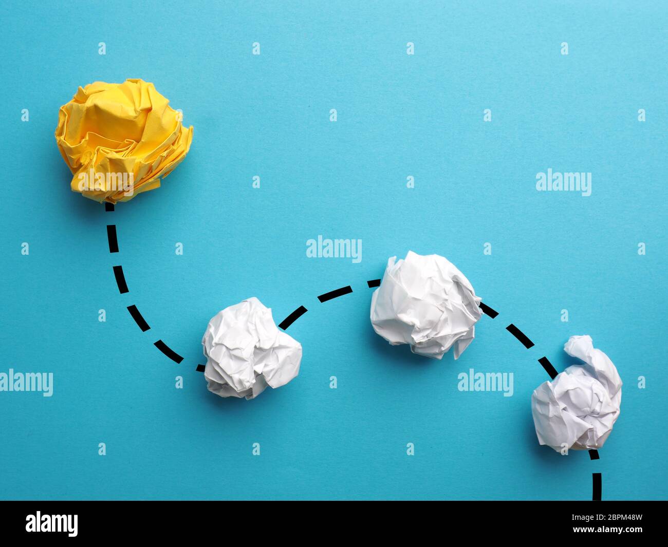 Creativity concept with crumpled yellow paper, different steps of ...
