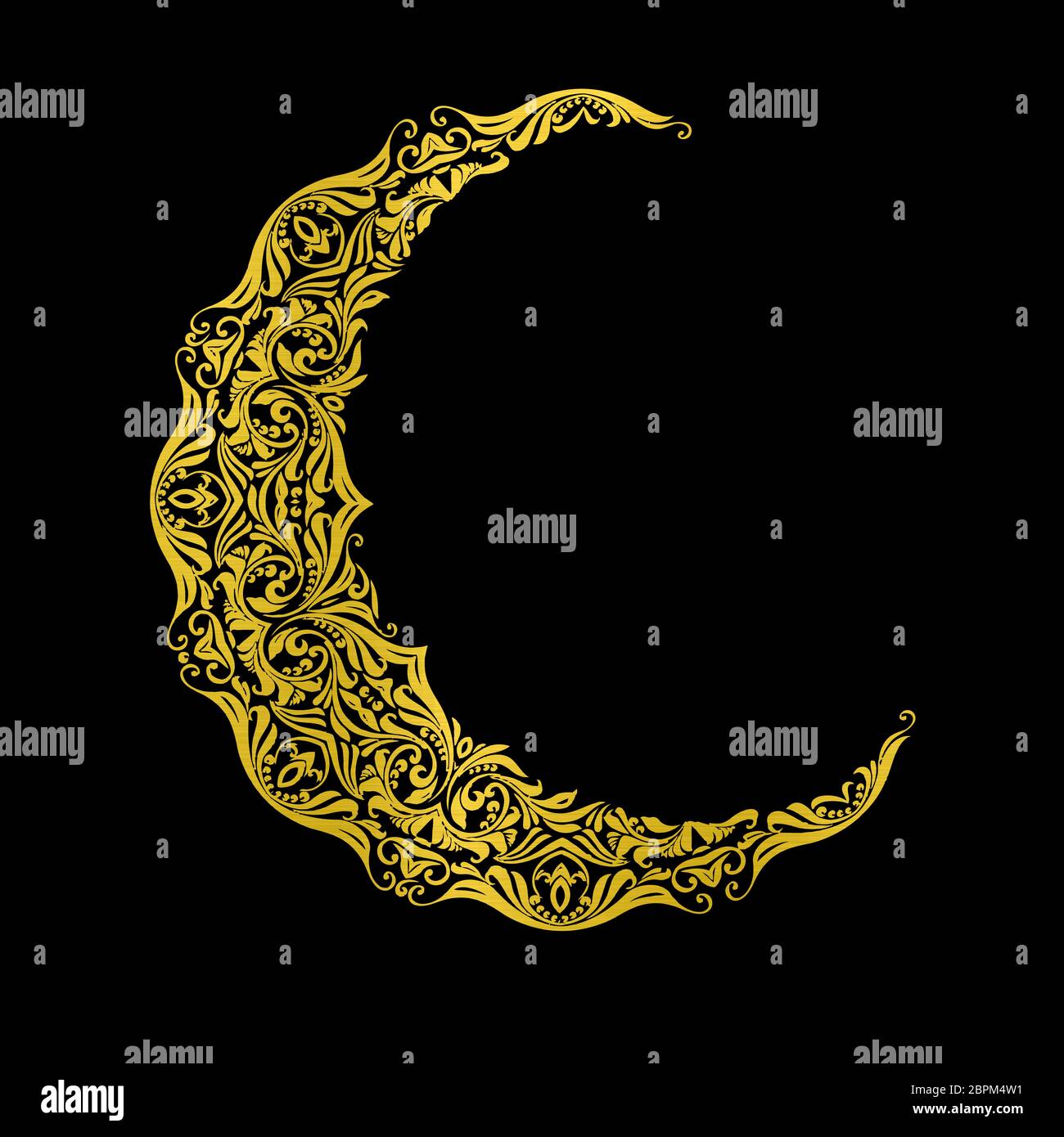 golden metallic moon islamic religious holy illustration Stock Photo ...