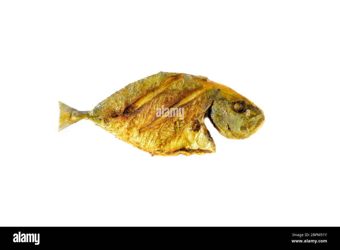 Fried fish on white background with selective focus Stock Photo - Alamy