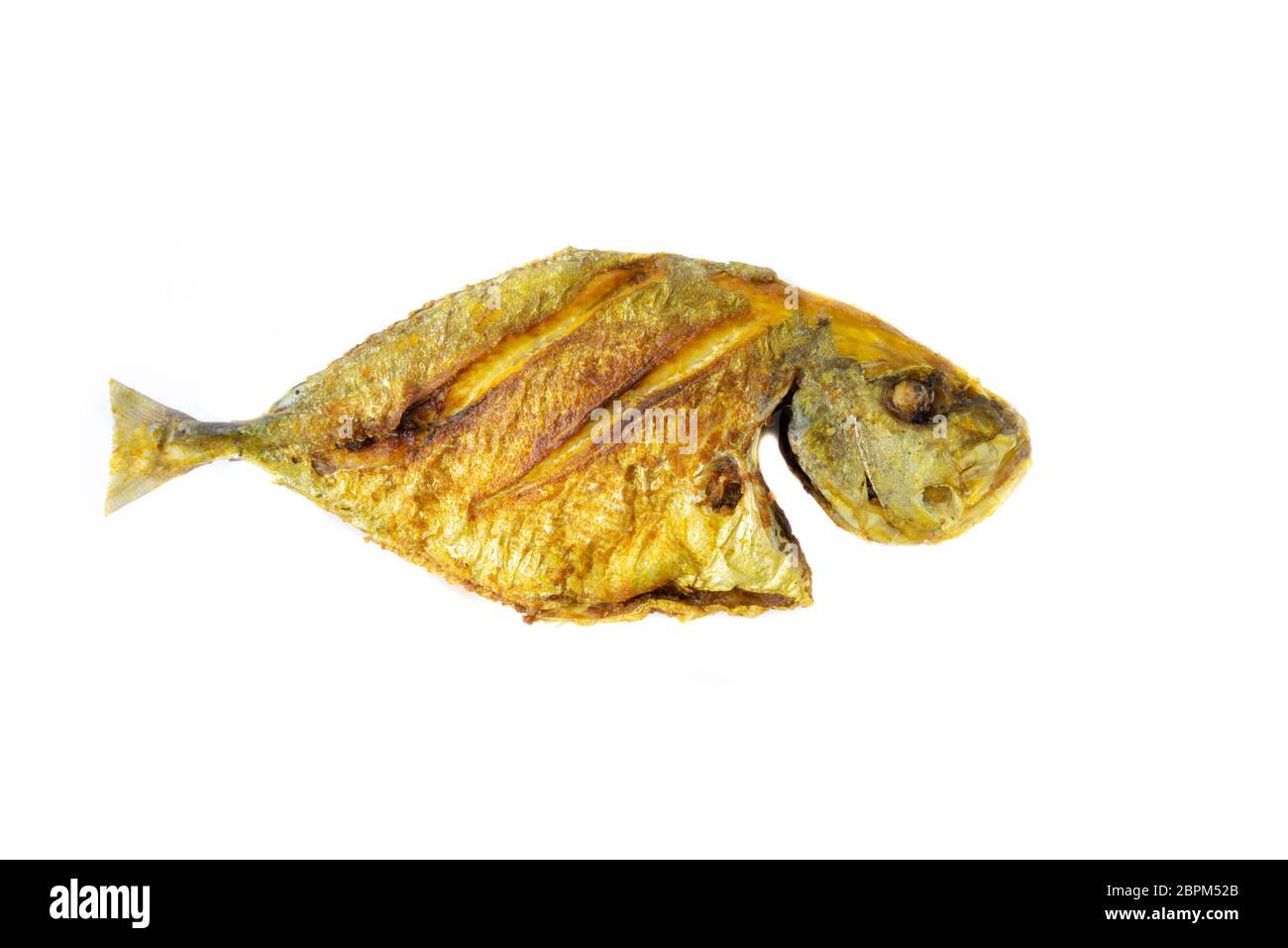 Fried fish on white background with selective focus Stock Photo - Alamy
