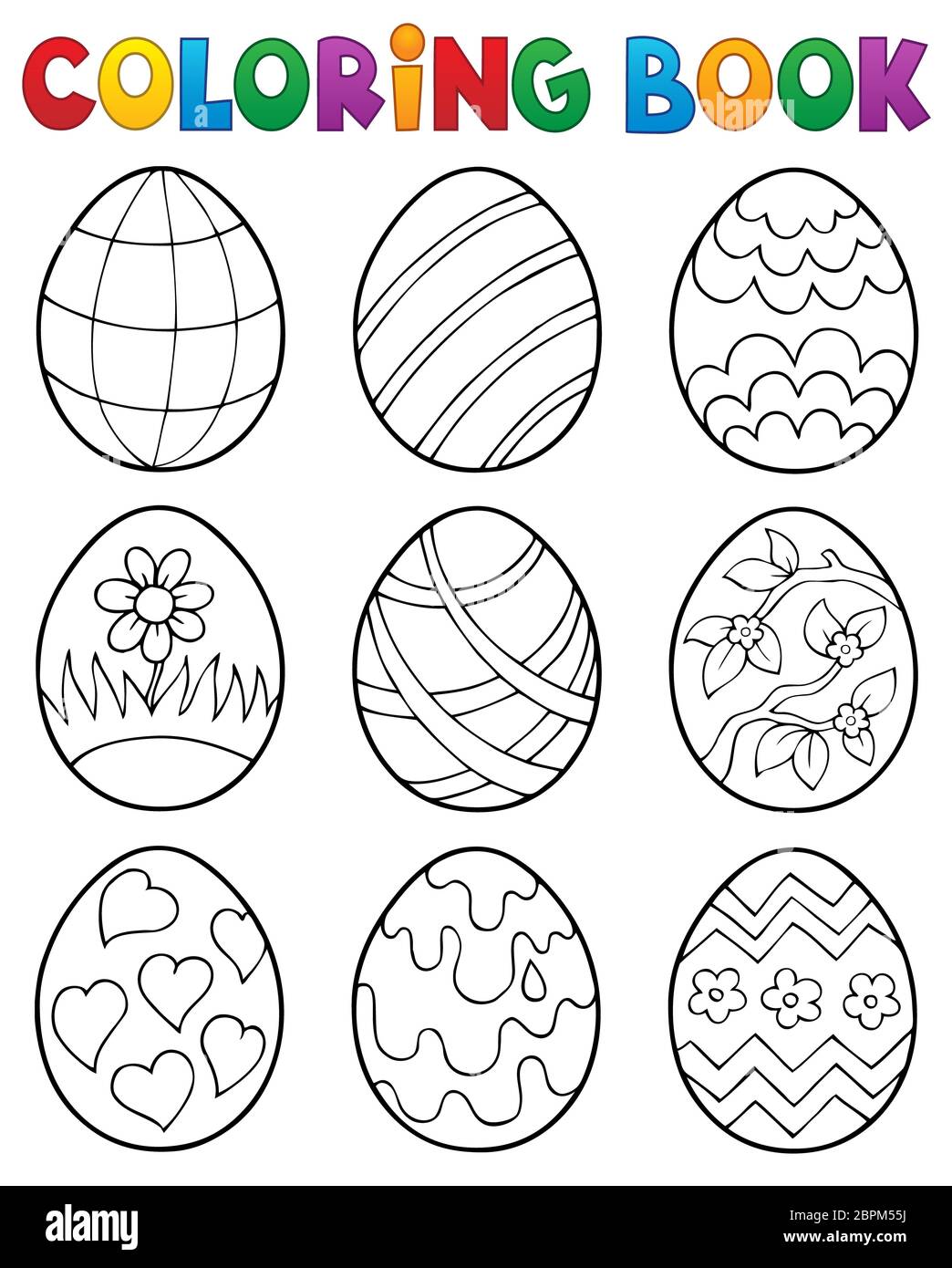 Coloring book Easter eggs theme 4 - picture illustration Stock Photo ...