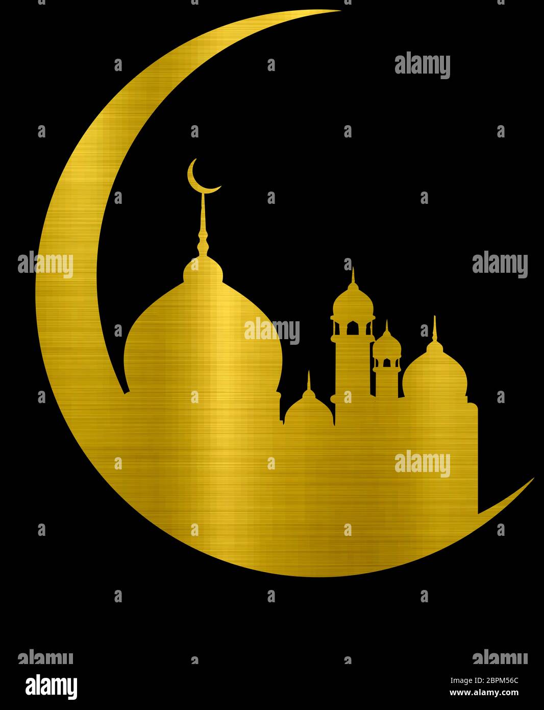 golden metallic mosque islamic religious holy moon illustration Stock ...