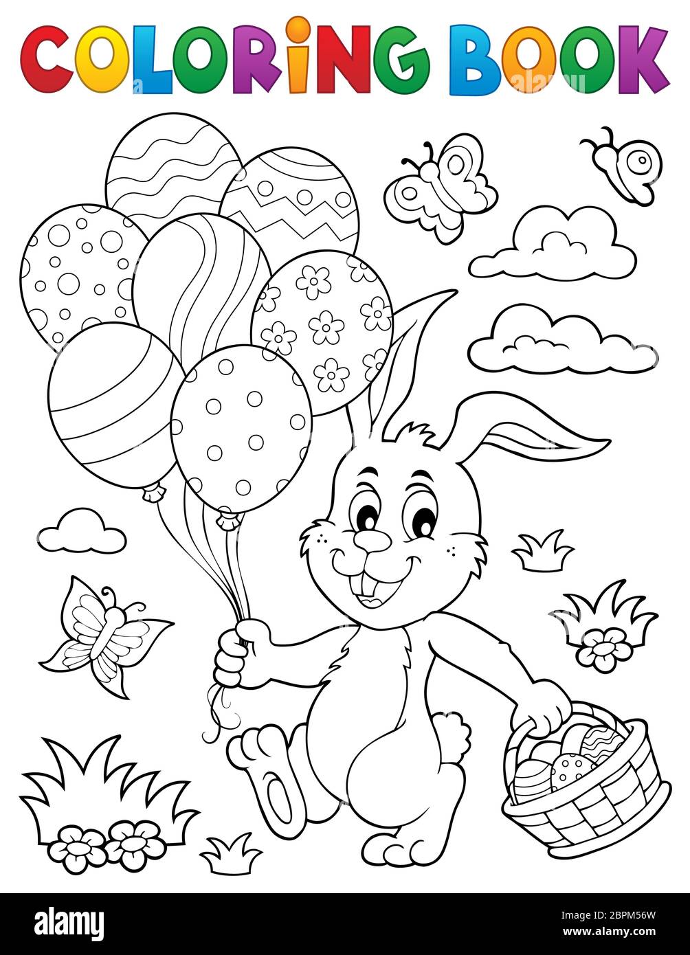 Coloring book Easter rabbit topic 2 - picture illustration Stock Photo ...