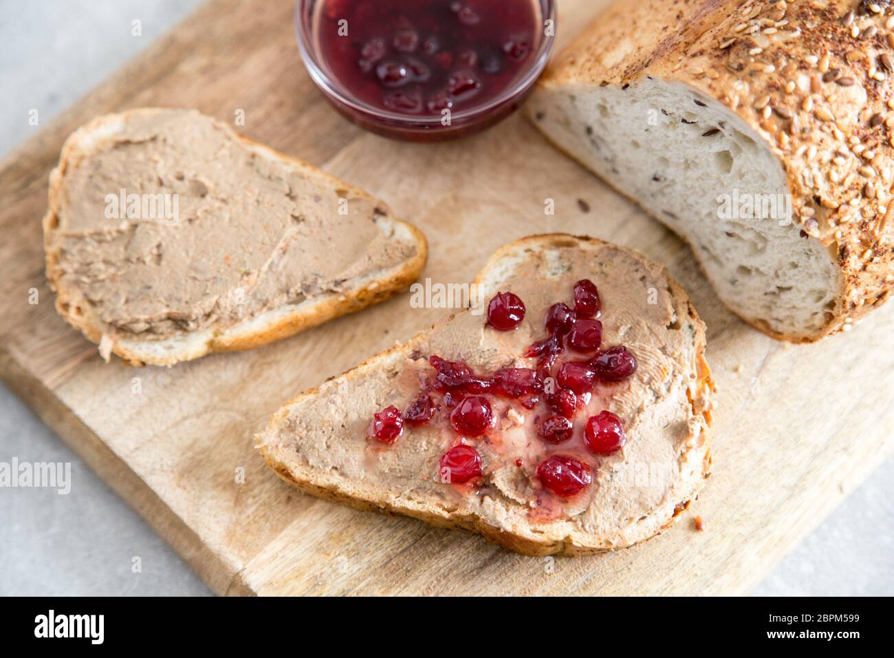Fresh homemade chicken liver pate (rabbit, goose) with cranberry sauce ...