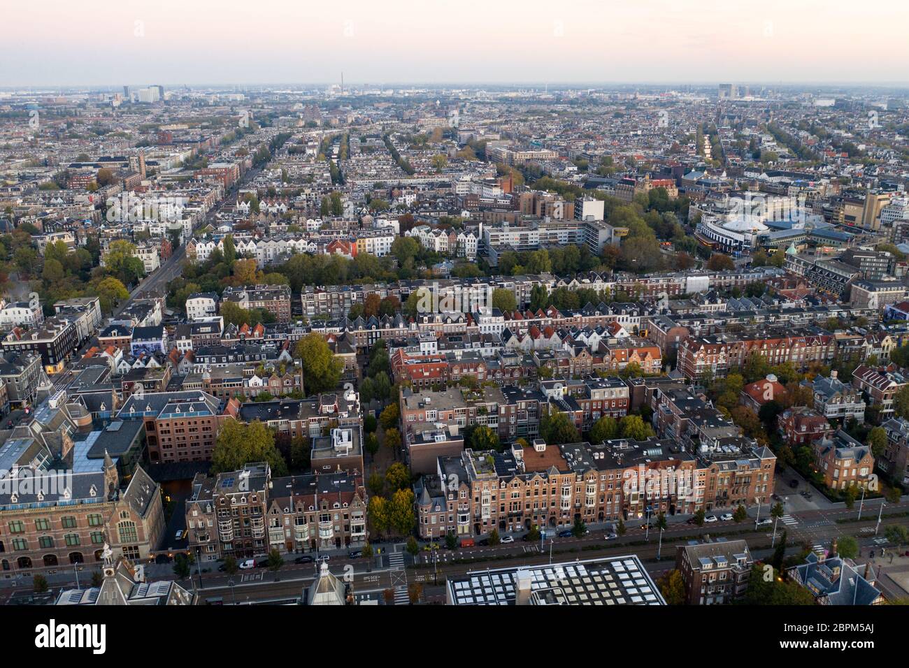 Panoramic aerial view of Amsterdam, Netherlands. View over historic ...