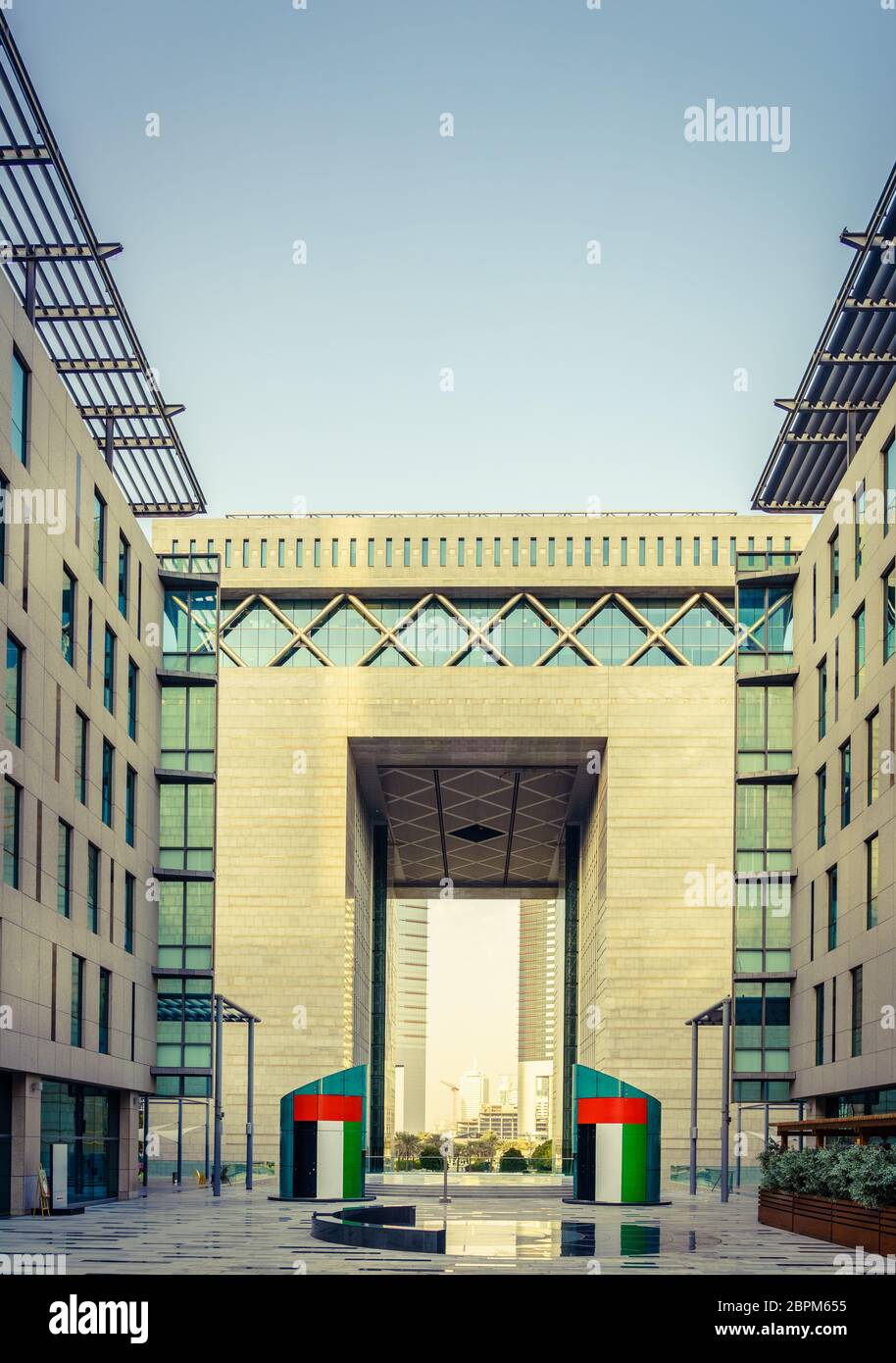 The Gate Building in Dubai International Financial Center Stock Photo ...