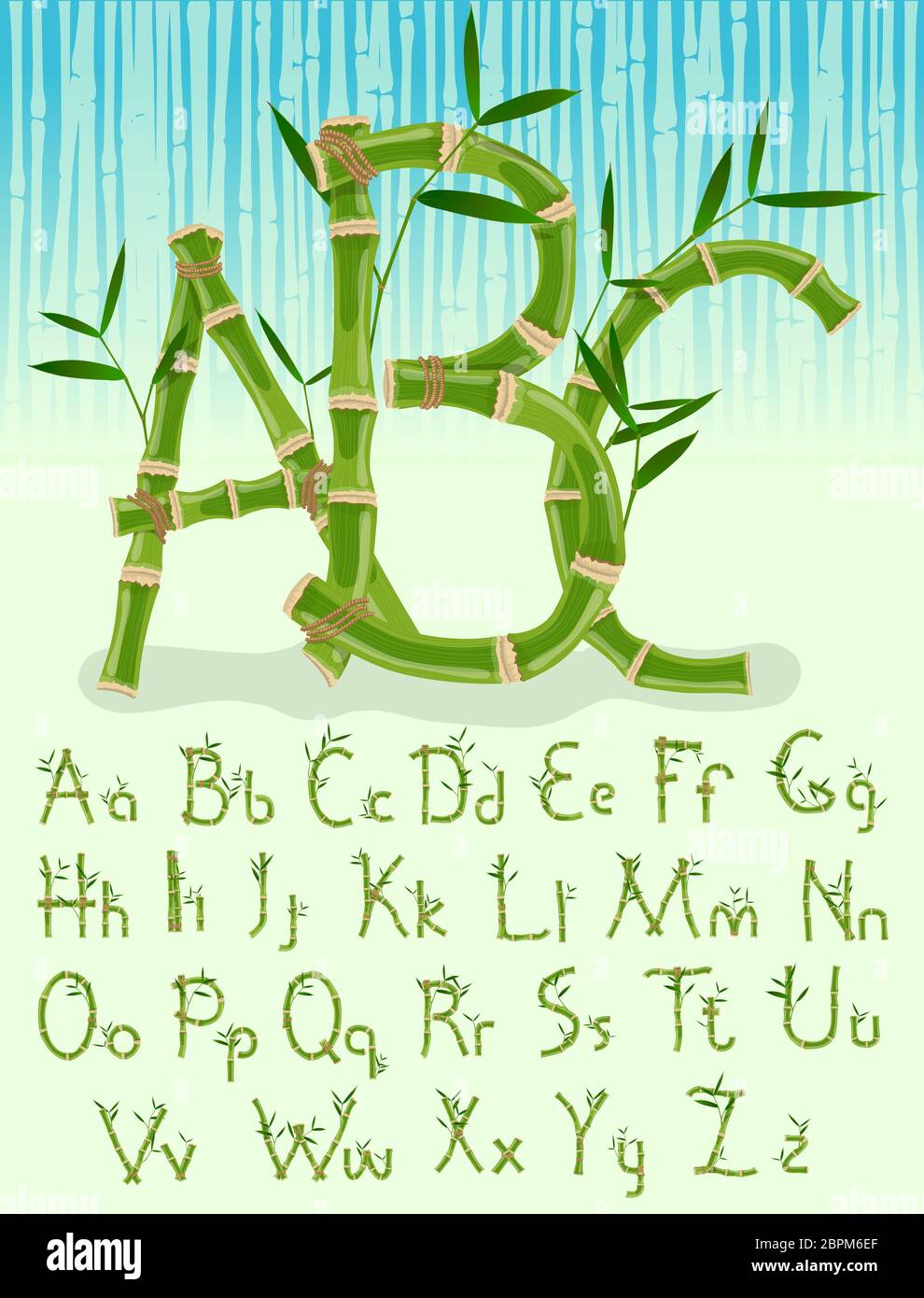 Bamboo alphabet, exotic tropical vector font Stock Photo - Alamy