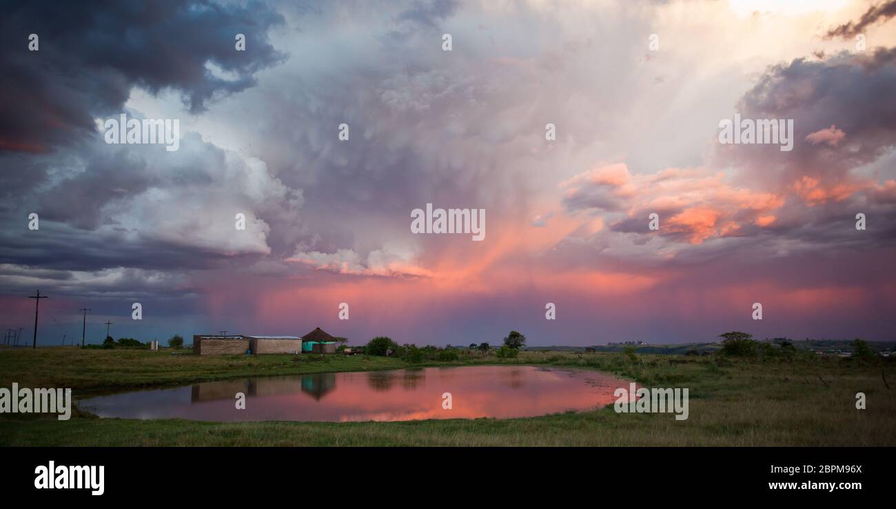 storm over rural farm land Stock Photo - Alamy