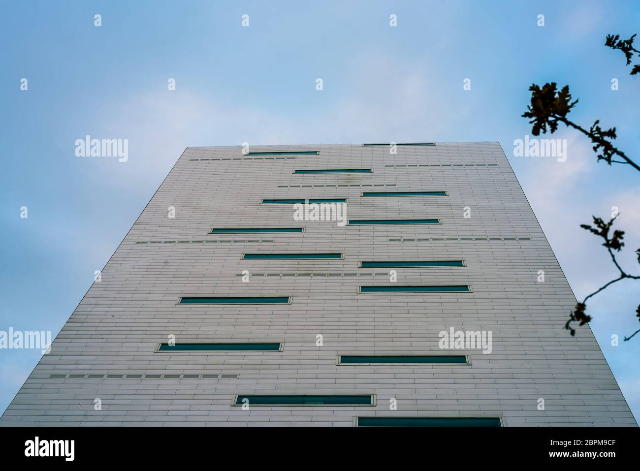 Danish modern house design, watwerfront building against the blue sky ...