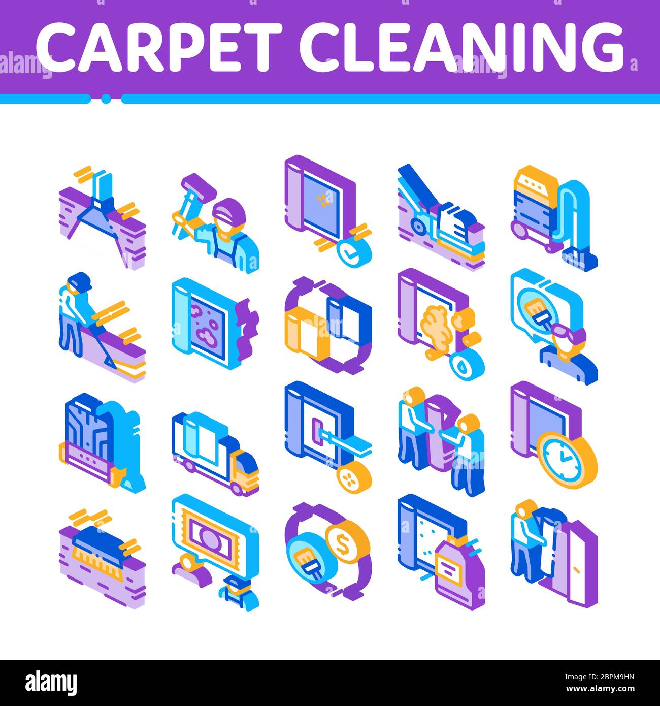 Carpet Cleaning Washing Service Icons Set Vector Stock Vector Image ...