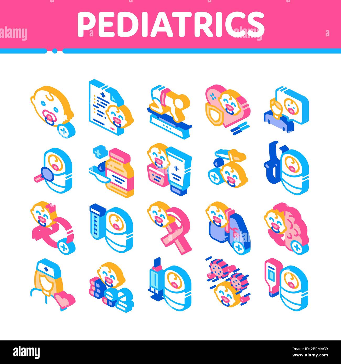 Pediatrics Medical Isometric Icons Set Vector Stock Vector Image & Art ...