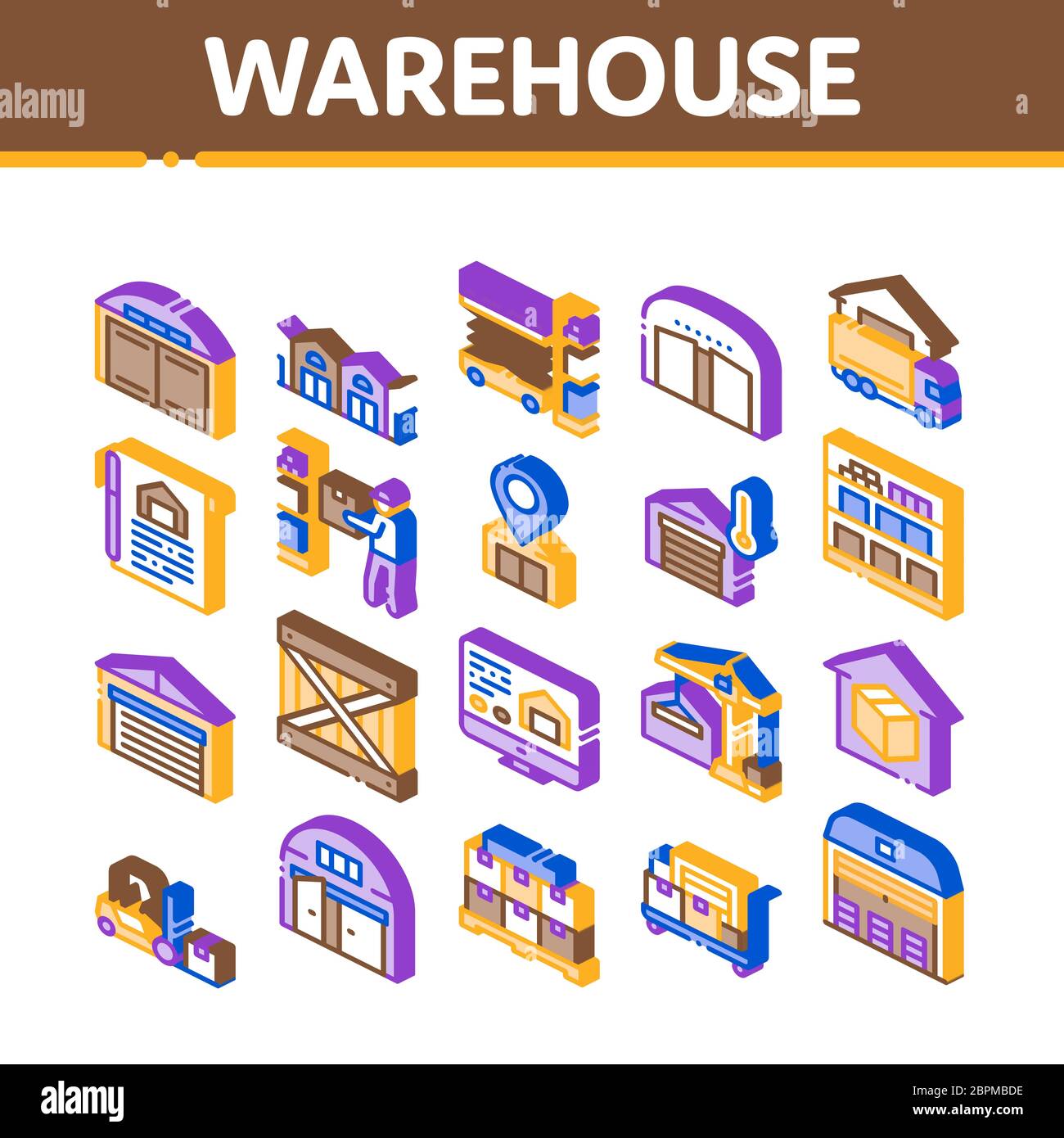 Warehouse And Storage Isometric Icons Set Vector Stock Vector Image ...