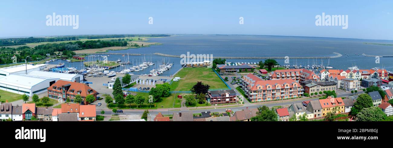 view across the harbour and the lagoon of Barth, Germany Stock Photo ...