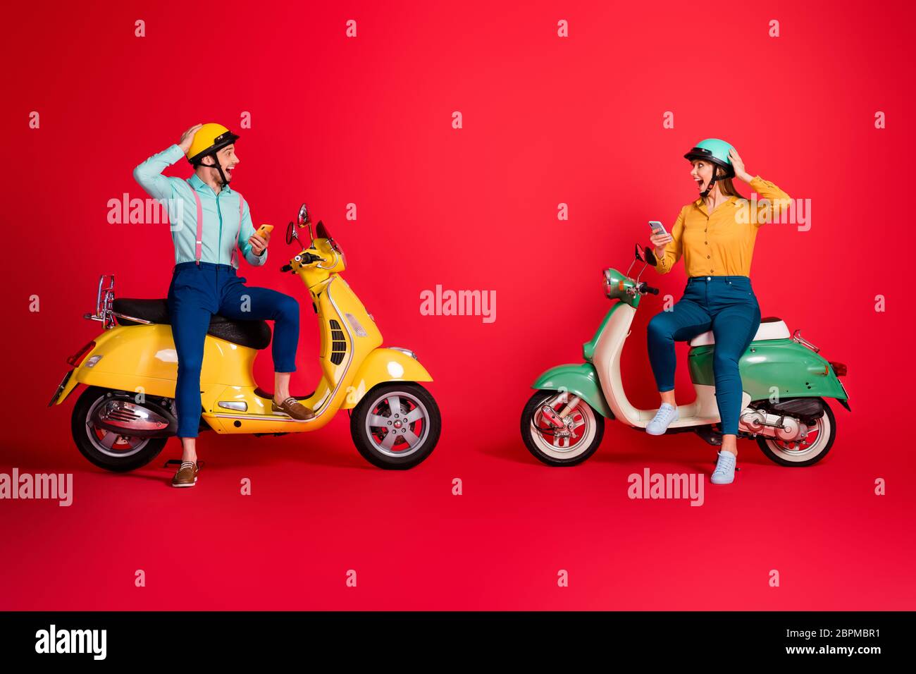 Full length body size view of nice attractive cheerful cheery friends ...