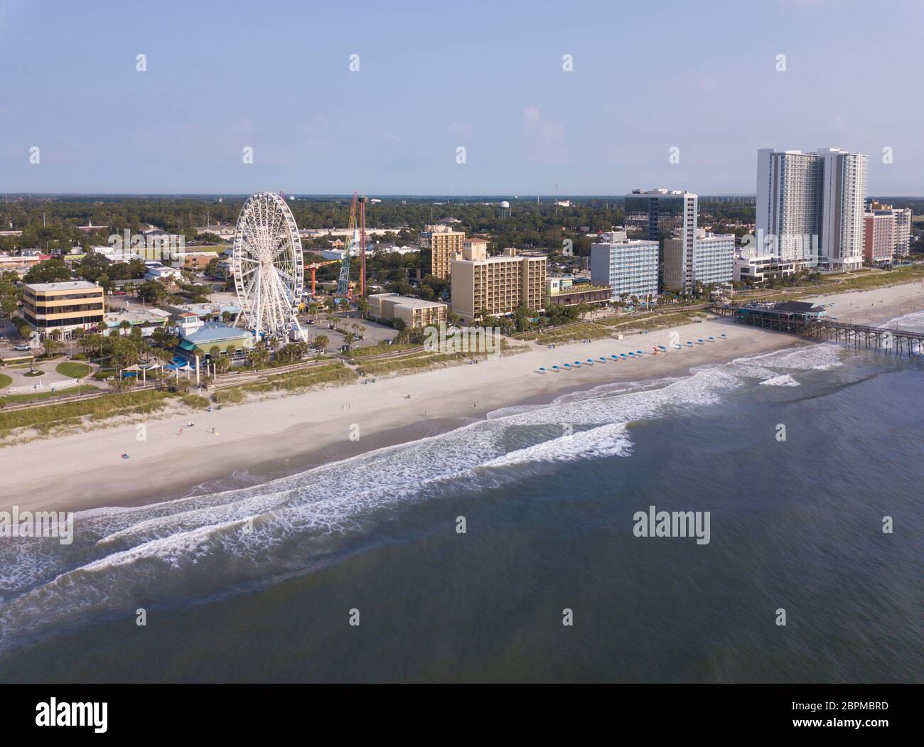 Aerial view of hotels and ferris wheel in Myrtle Beach, South Carolina ...