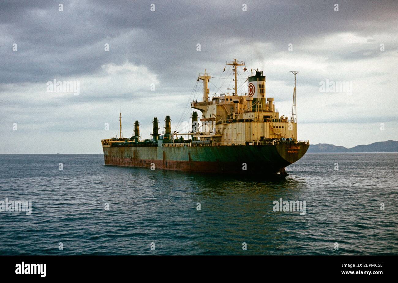 ship near the entrance to Panama Canal, May 1982, Pacific Ocean, Panama ...