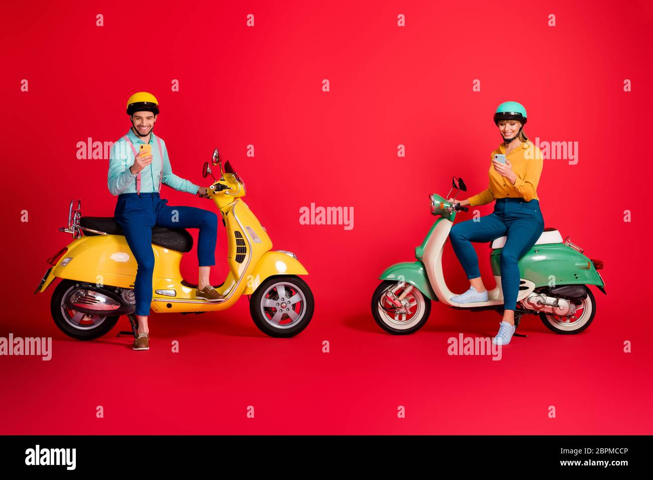 Full length body size view of her she his he nice attractive cheerful ...