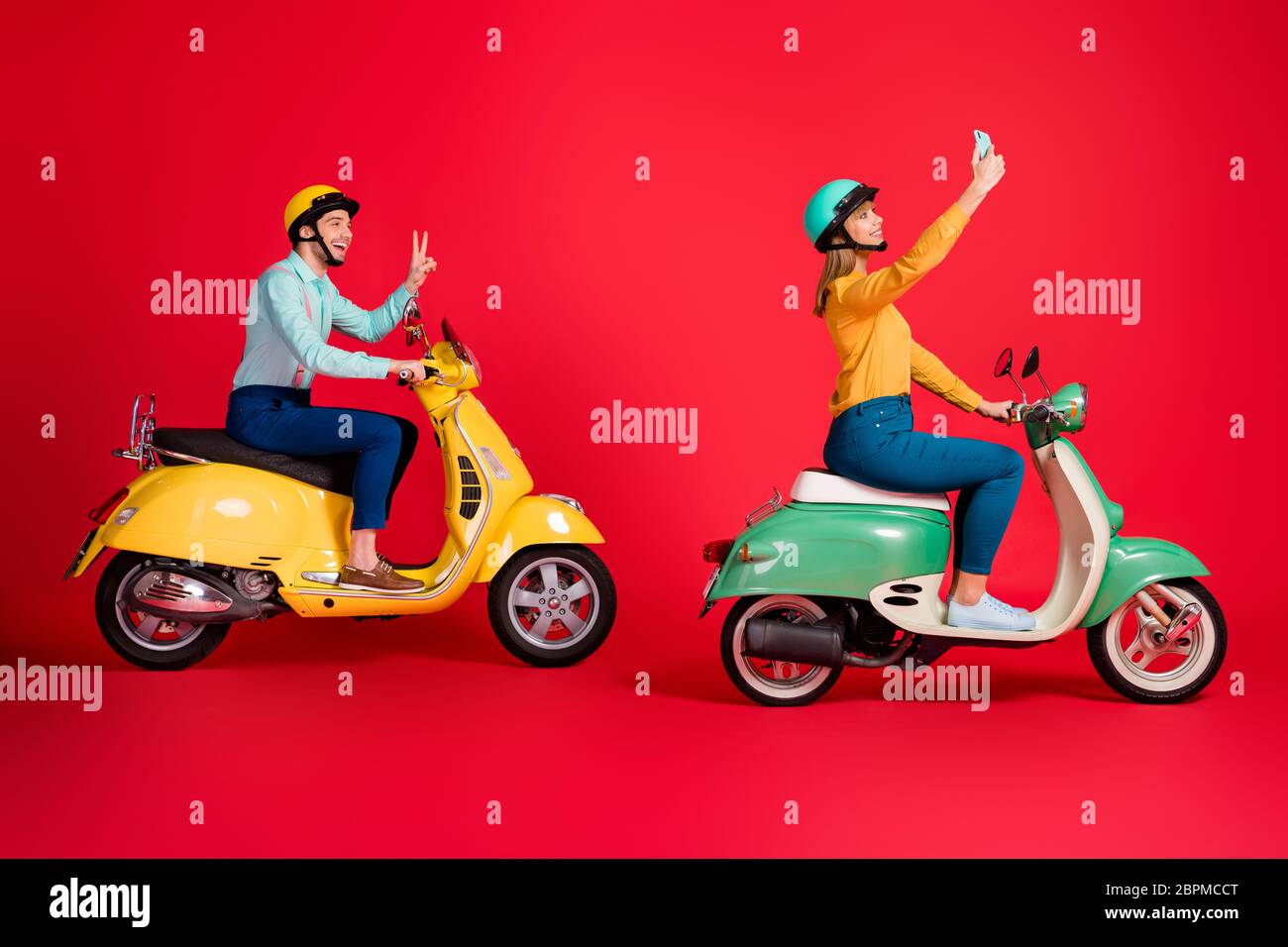 Profile side view of her she his he nice attractive cheerful friends ...