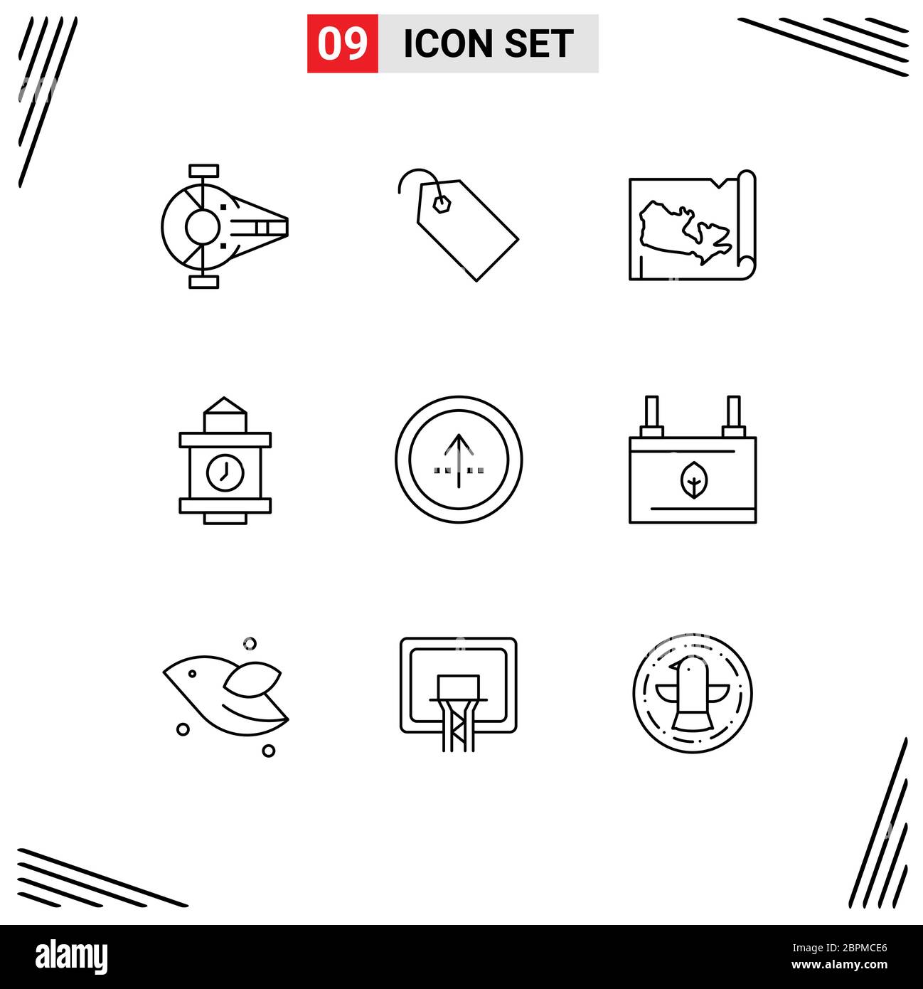 9 Universal Outline Signs Symbols of direction, arrow, ticket, station ...